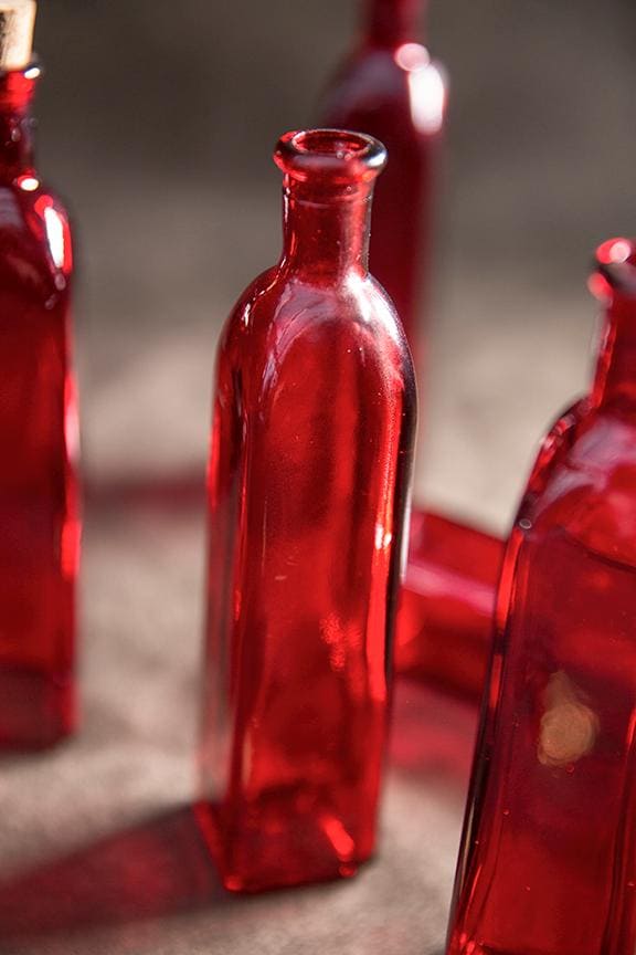 Set of Ruby Red Glass Bottles - Etsy