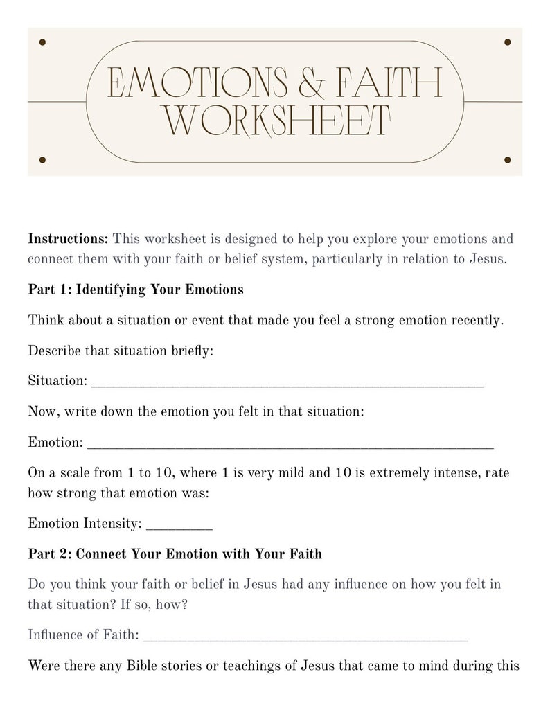 CBT Faith Based Worksheet - Etsy