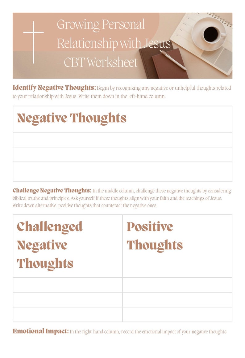 CBT Relationship With Jesus Worksheet - Etsy