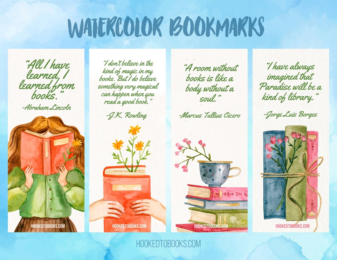 Watercolor Digital Download Printable Bookmarks - Etsy