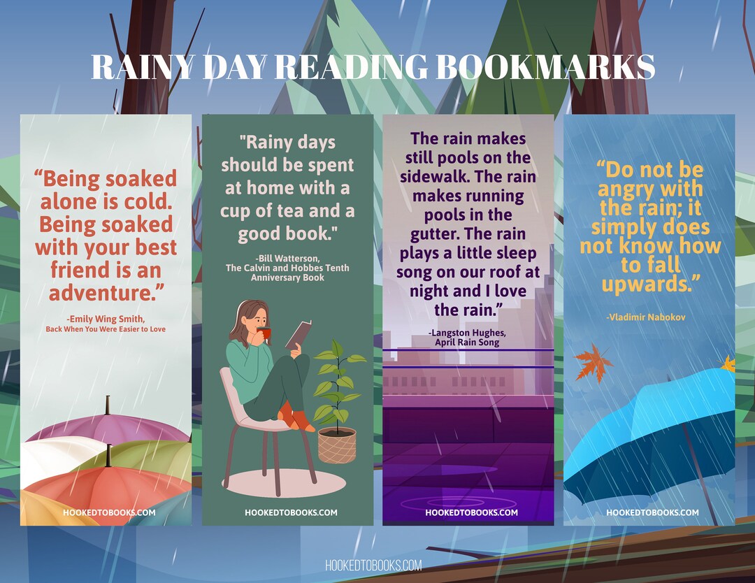 Rainy Day Digital Download Printable Bookmarks - Etsy