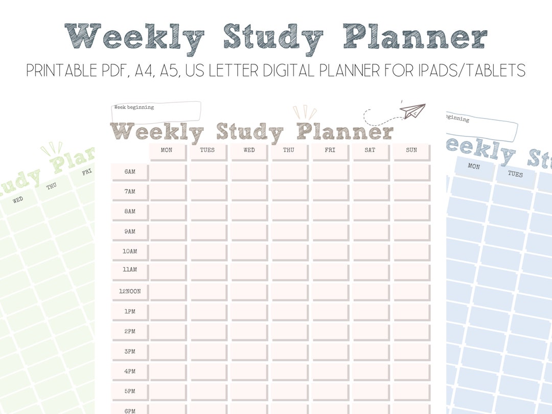 Weekly Study Planner-revision Planner-revision Prep-exam Revision ...