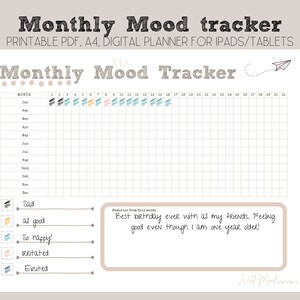 Monthly Mood Tracker Printable Landscape, Mood Tracker Template ...