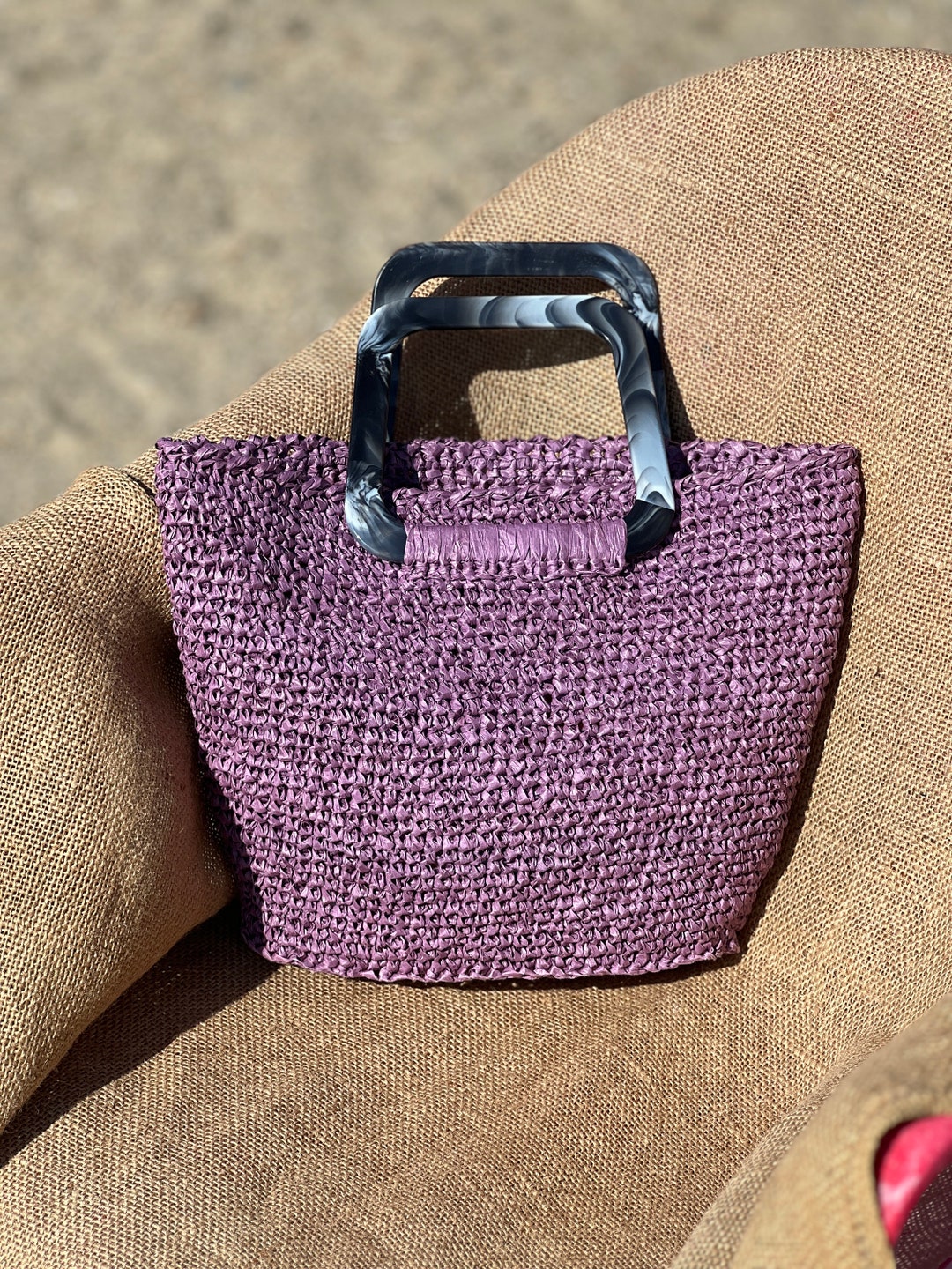 Hand-crocheted Paper Rope Bag – Minimalist Natural Fiber Shoulder Purse ...