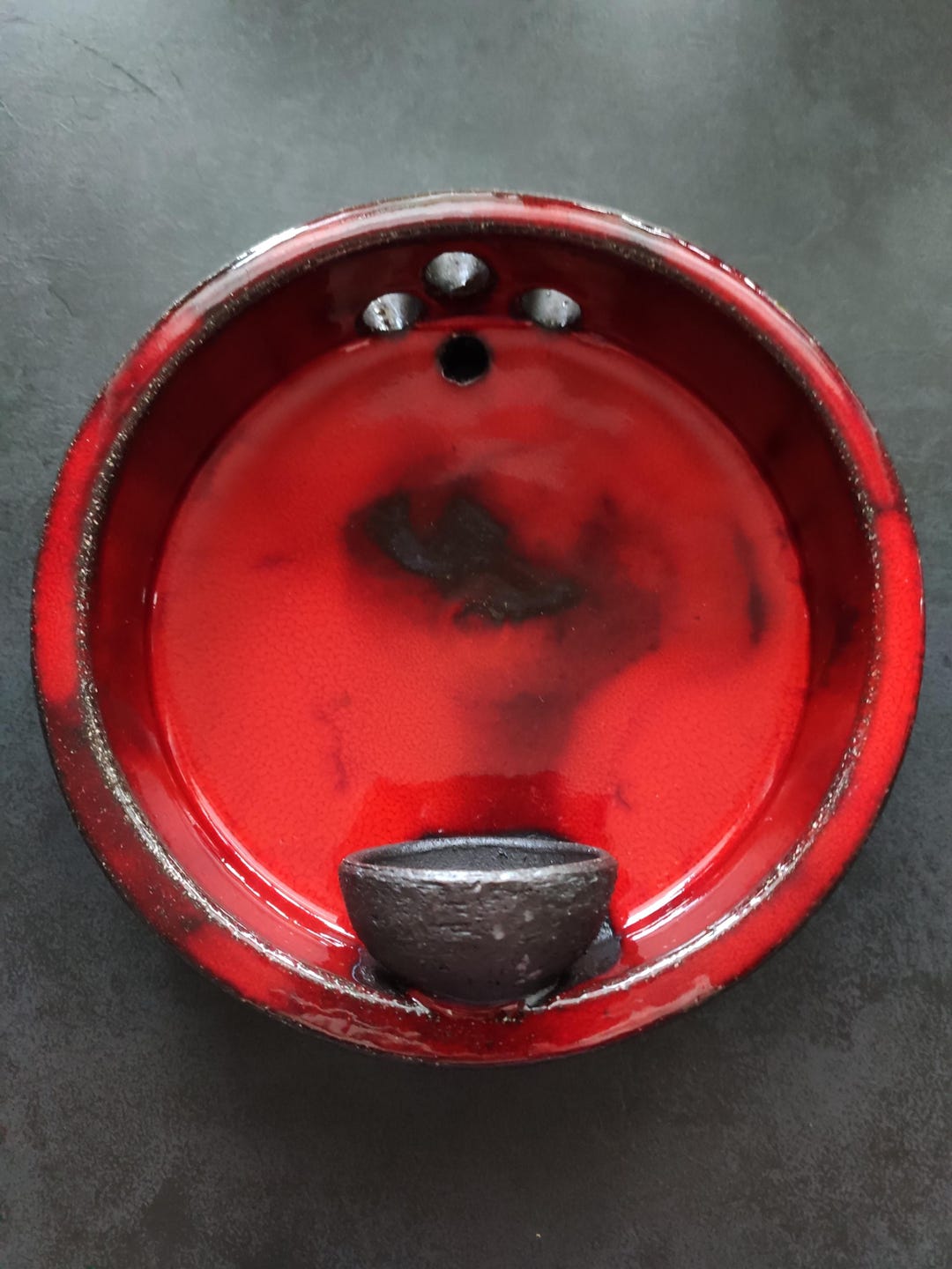 Vintage Lovemose Denmark Red Drip Glaze Stoneware Wall Pocket, Mid ...