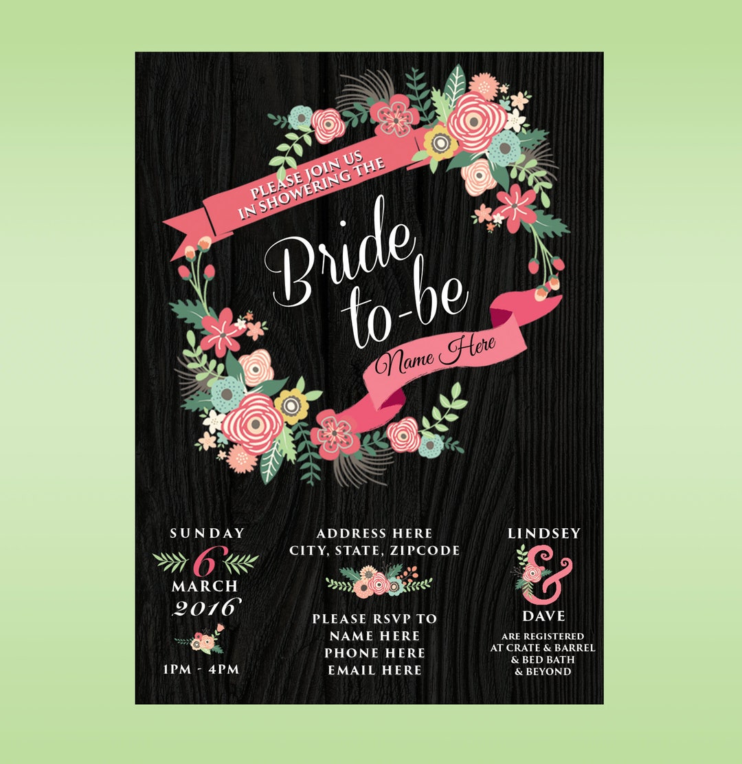 Bride-to-be Floral Design Bridal Shower Invitation - Etsy