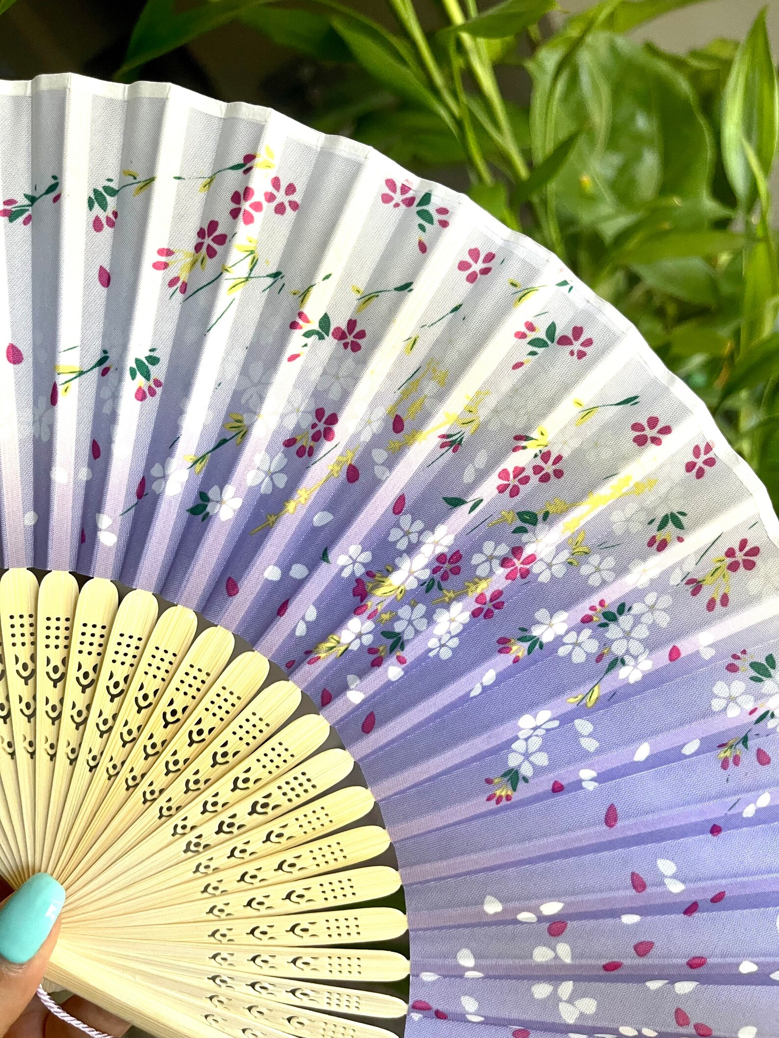 Purple Floral Folding Hand Fan - Etsy