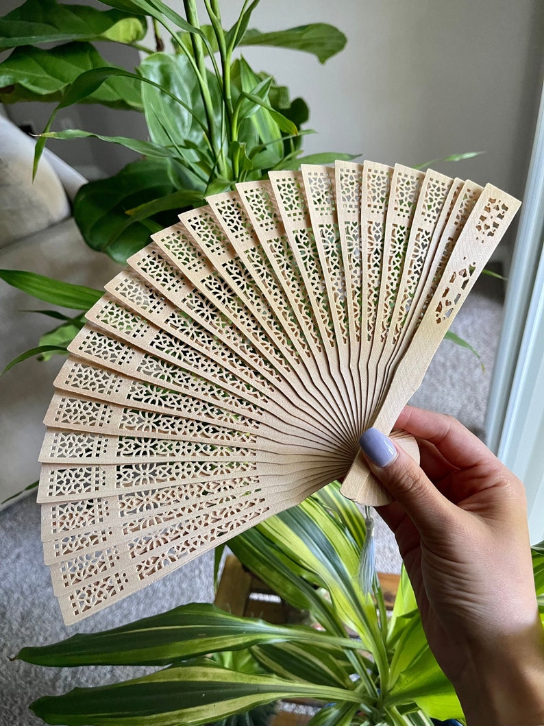 Patterned Wooden Folding Hand Fan - Etsy