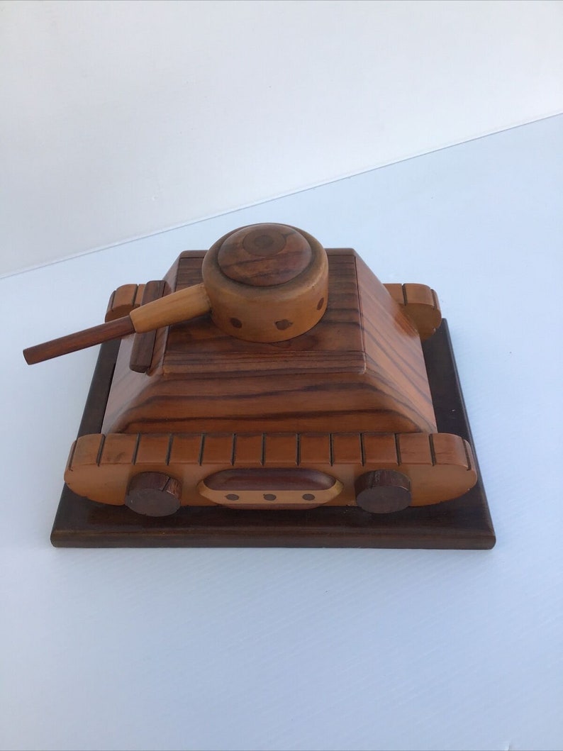 Preloved WW1 Trench Art Wooden Model of Tank Cigarette Dispenser ...