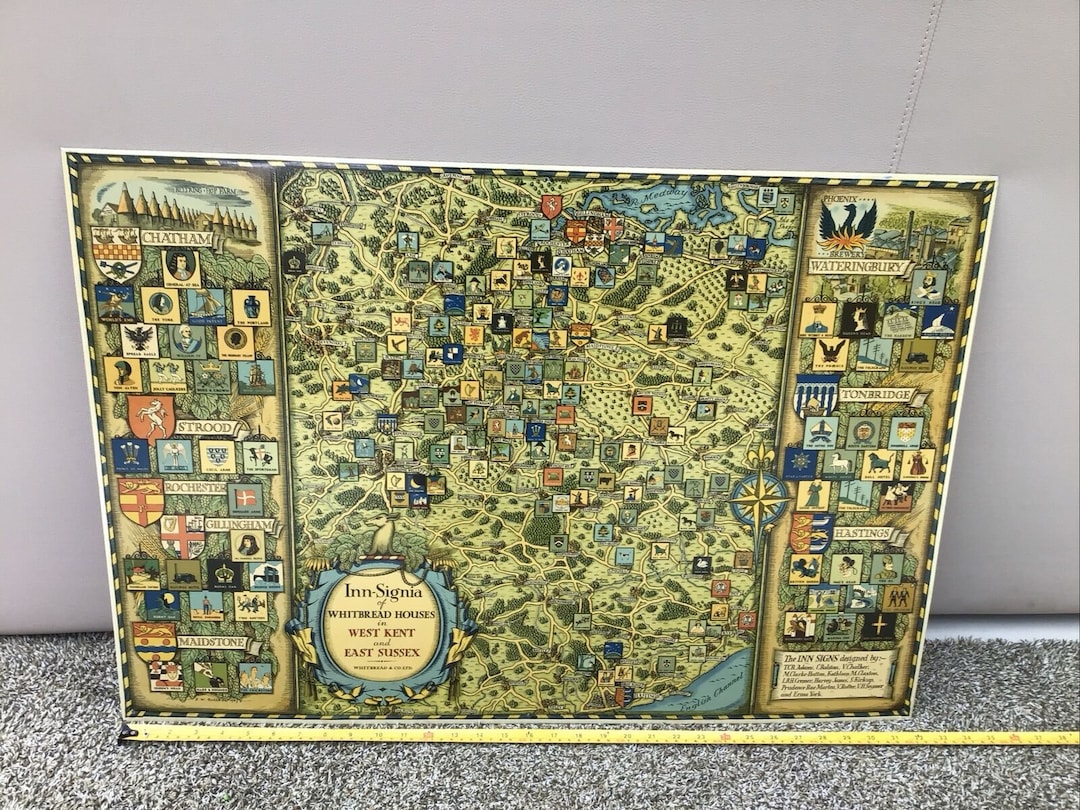 Rare 1947 Inn-signia of Whitbread Houses in W.kent & E.sussex Map ...