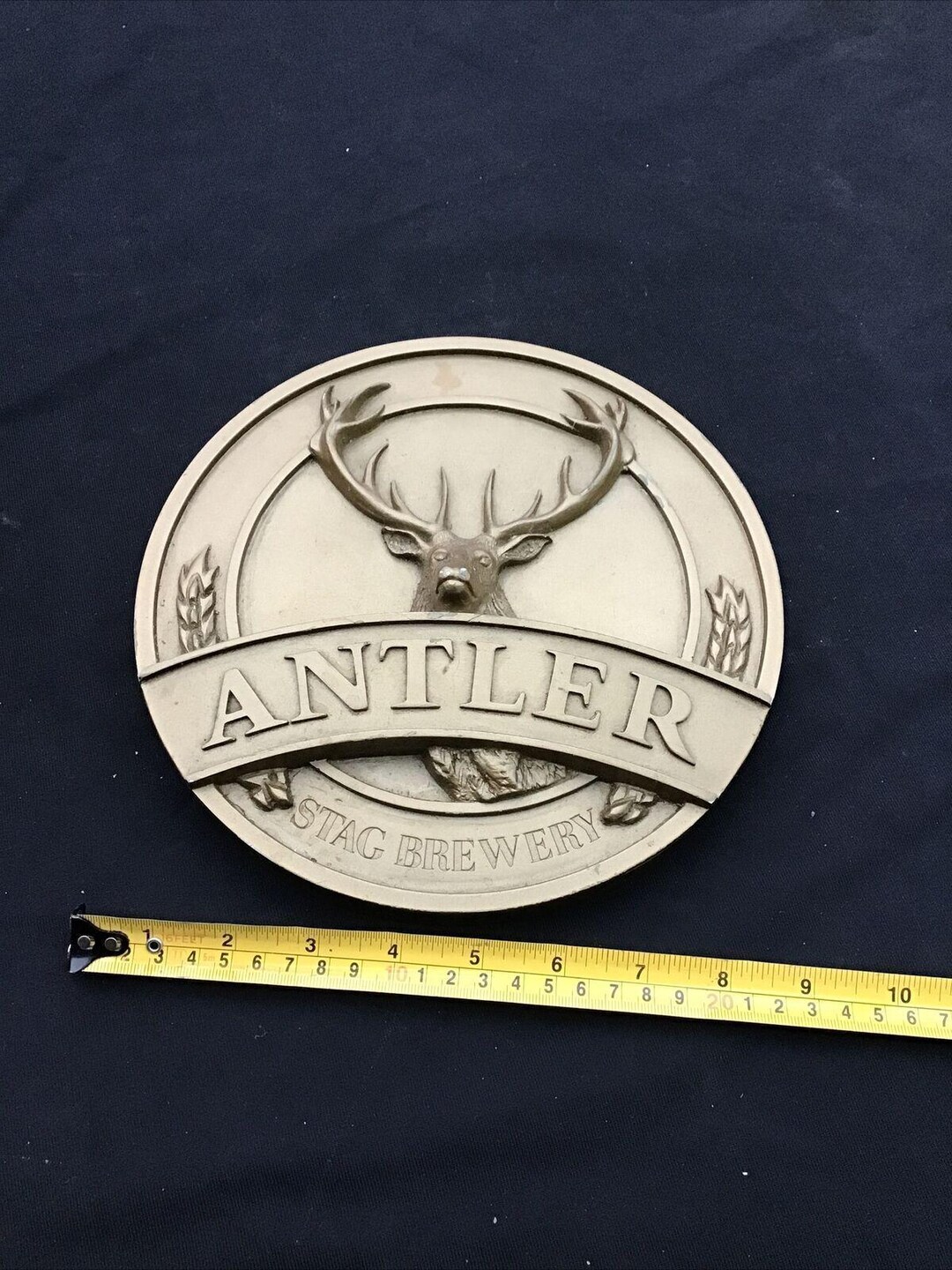 Rare Vintage Unusual Bronze Effect Ceramic Antler Stag Brewery Wall ...
