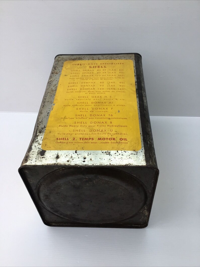 Vintage Large French Shell Motor Oil Metal Can/tin - Etsy