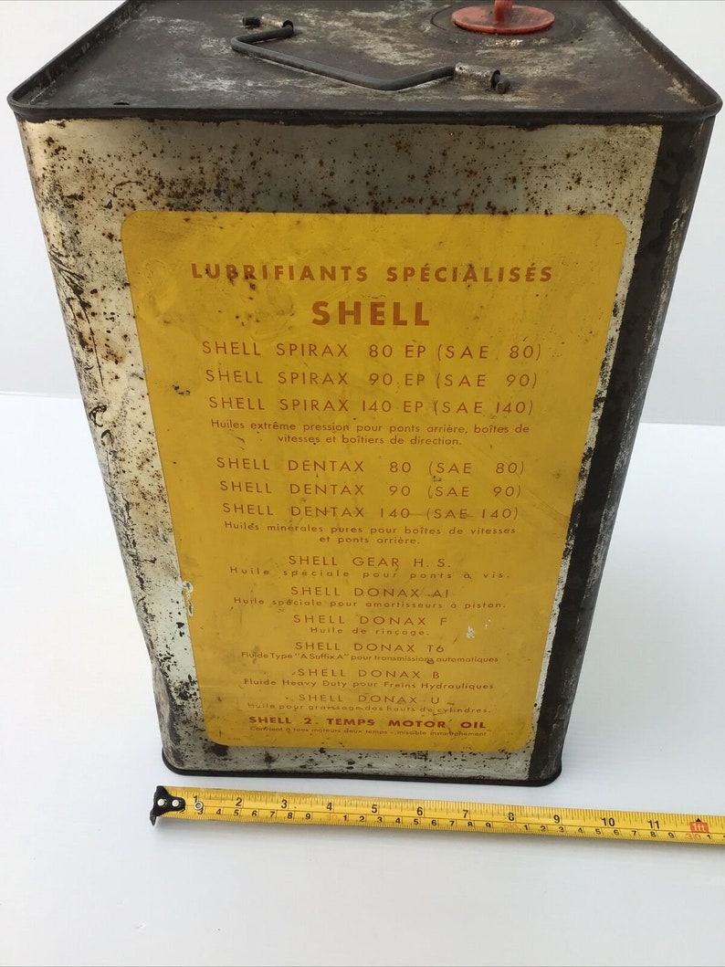 Vintage Large French Shell Motor Oil Metal Can/tin - Etsy