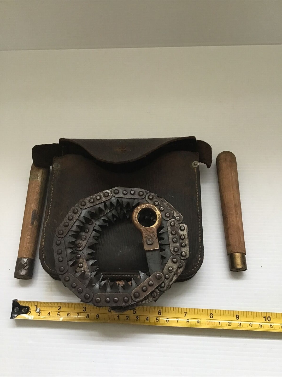 Vintage 1930 Military Folding Trench Saw in Leather Case Dated 1959 ...