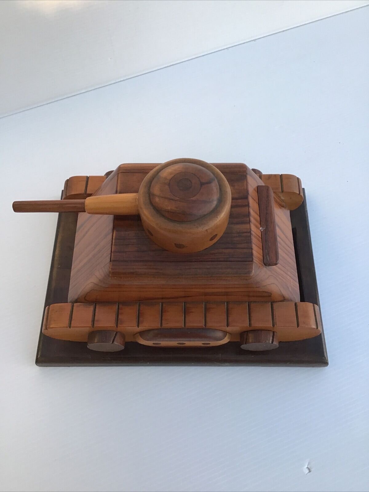 Preloved WW1 Trench Art Wooden Model of Tank Cigarette Dispenser ...