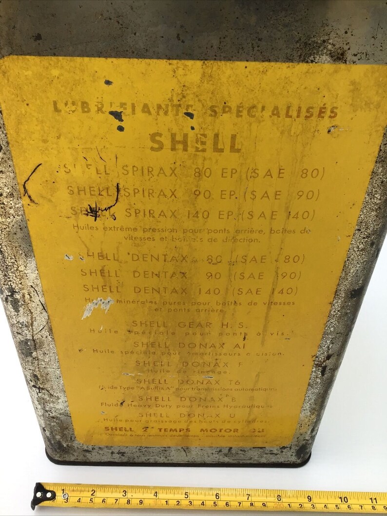 Vintage Large French Shell Motor Oil Metal Can/tin - Etsy