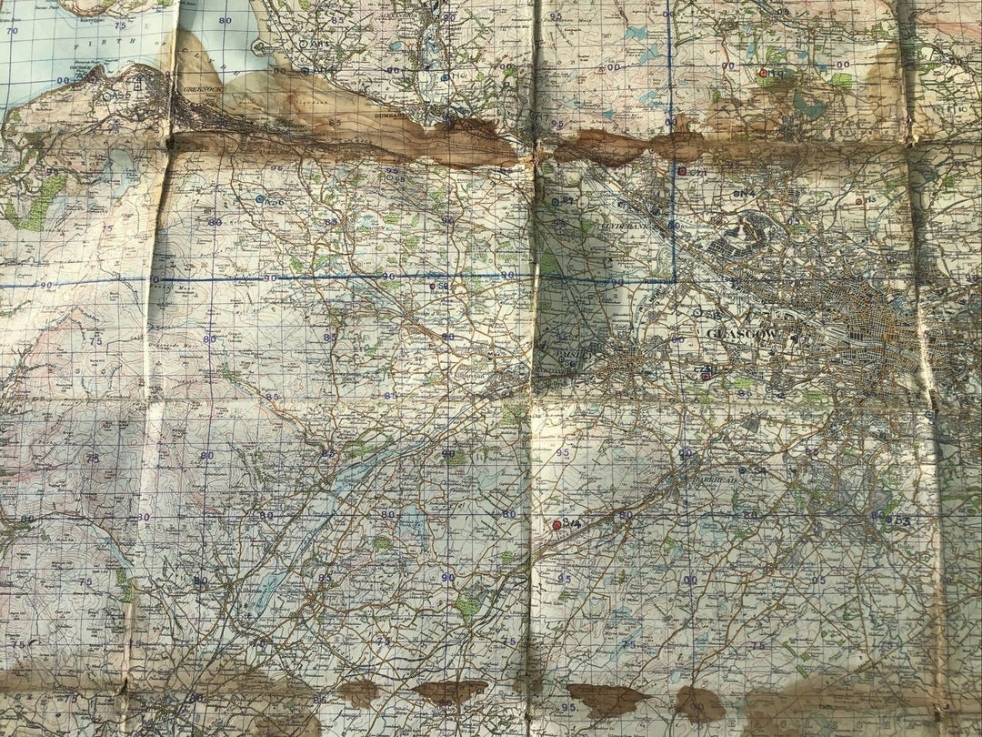 Vintage Ww2 British Map of Scotland Featuring Glasgow. War - Etsy