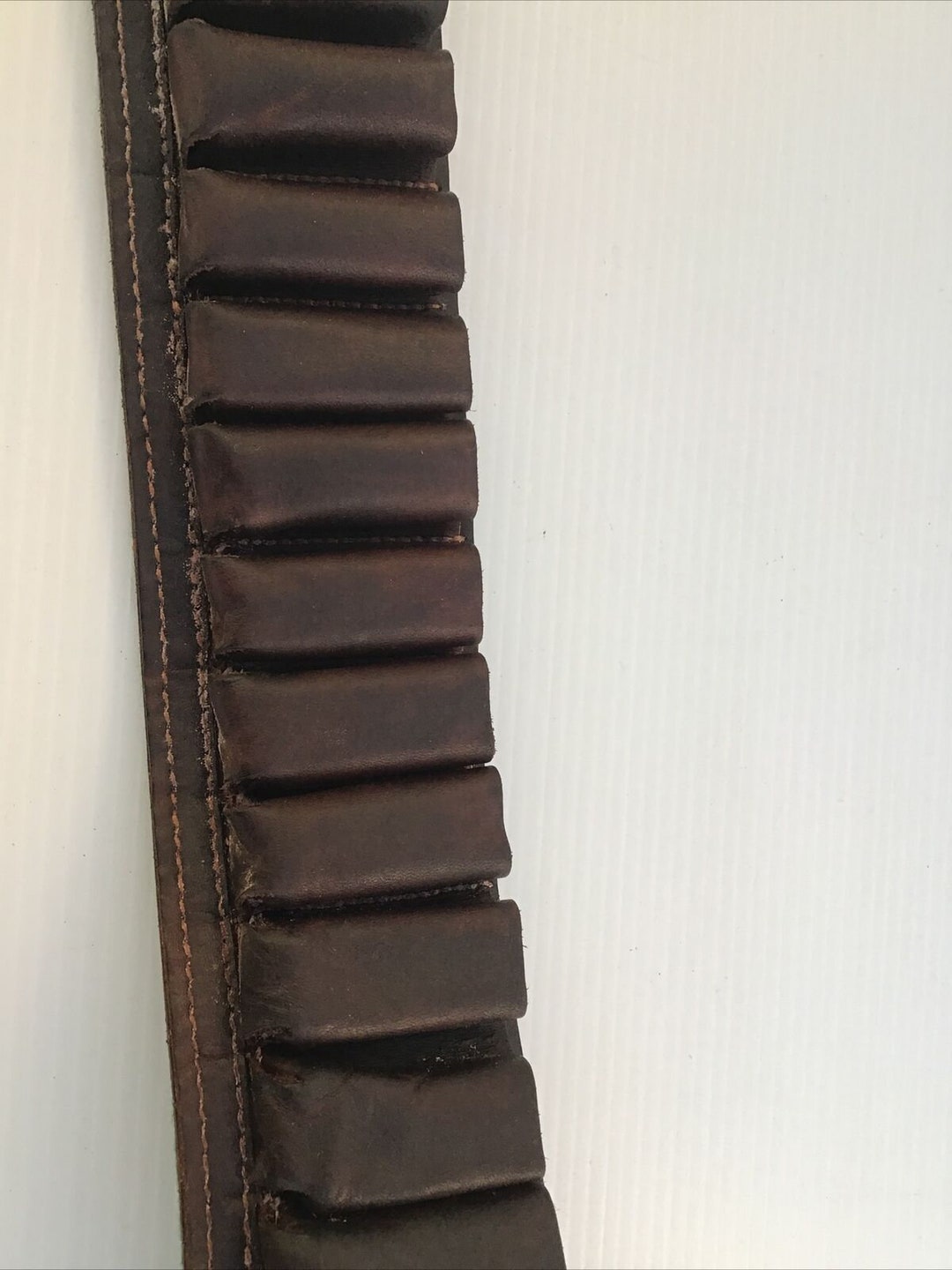 Vintage Dark Brown Leather Cartridge Belt With 25 Leather Cartridge ...
