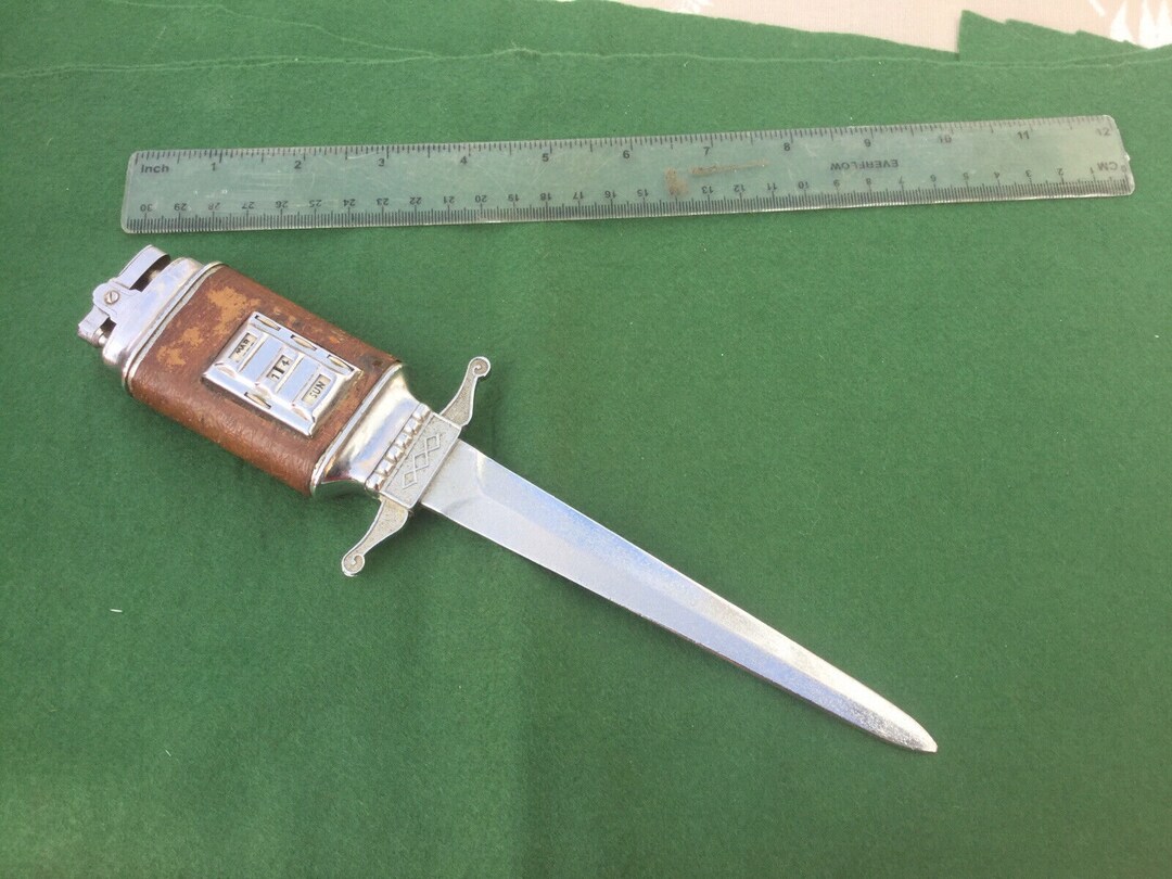 Vintage Novelty Chrome Plated Lighter Letter Opener With Calendar Set ...