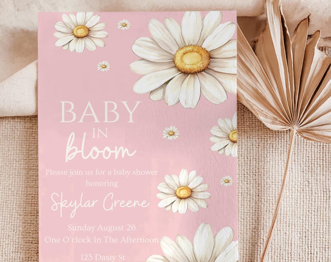 Editable Daisy Baby Shower Invitation, Baby in Bloom Daisy Baby Shower ...