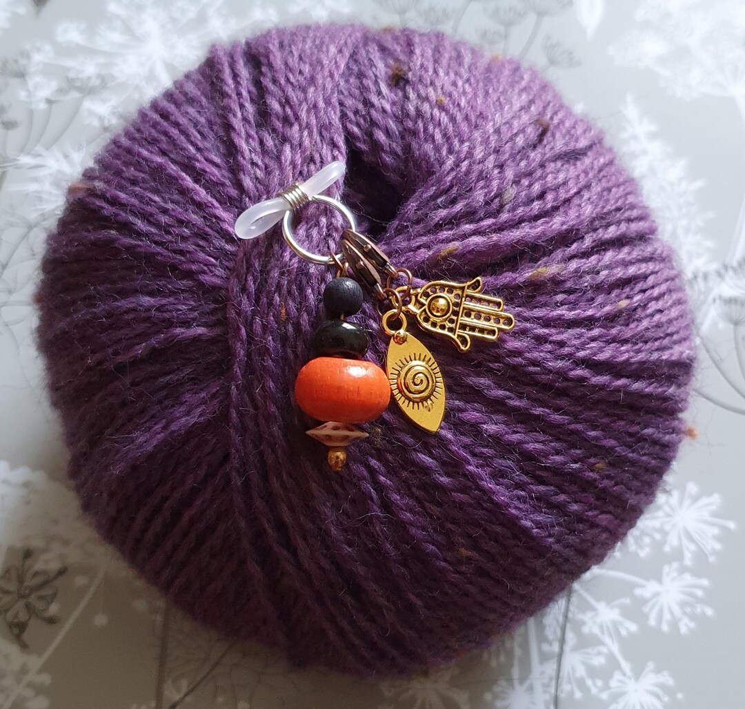 Beaded Needle Stopper/stitch Keeper and 2 Lucky Charm Progress/stitch ...
