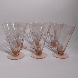 Pink Etched & Ribbed Sundae Glasses / Depression Glass / Gift for Her ...