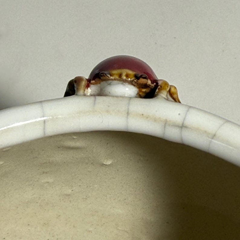 Vintage Short Red Crab Crackle Vase / Majolica Style - Etsy