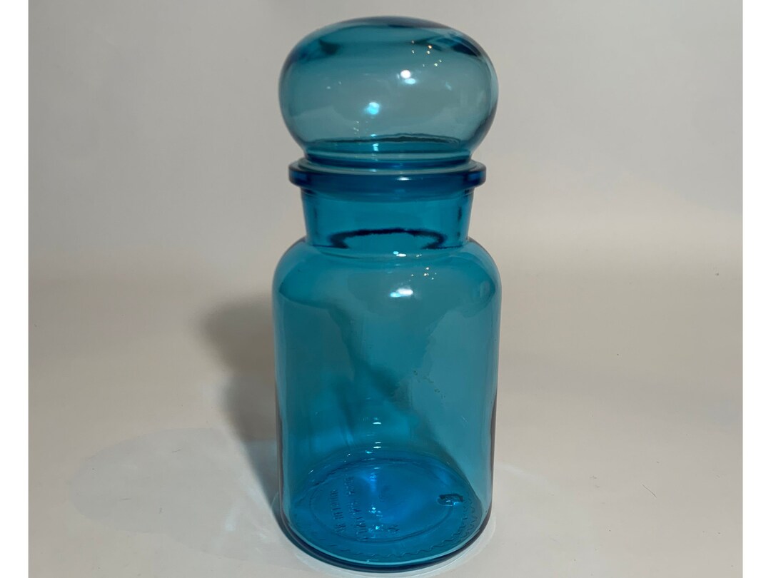 MCM Blue Glass Apothecary Jar / Belgium Bottle - Etsy