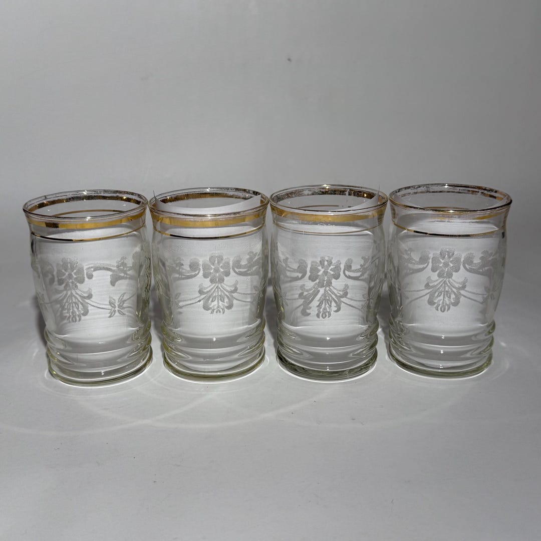 Cottagecore Small White Floral Glasses With Gold Accents / Macbeth ...