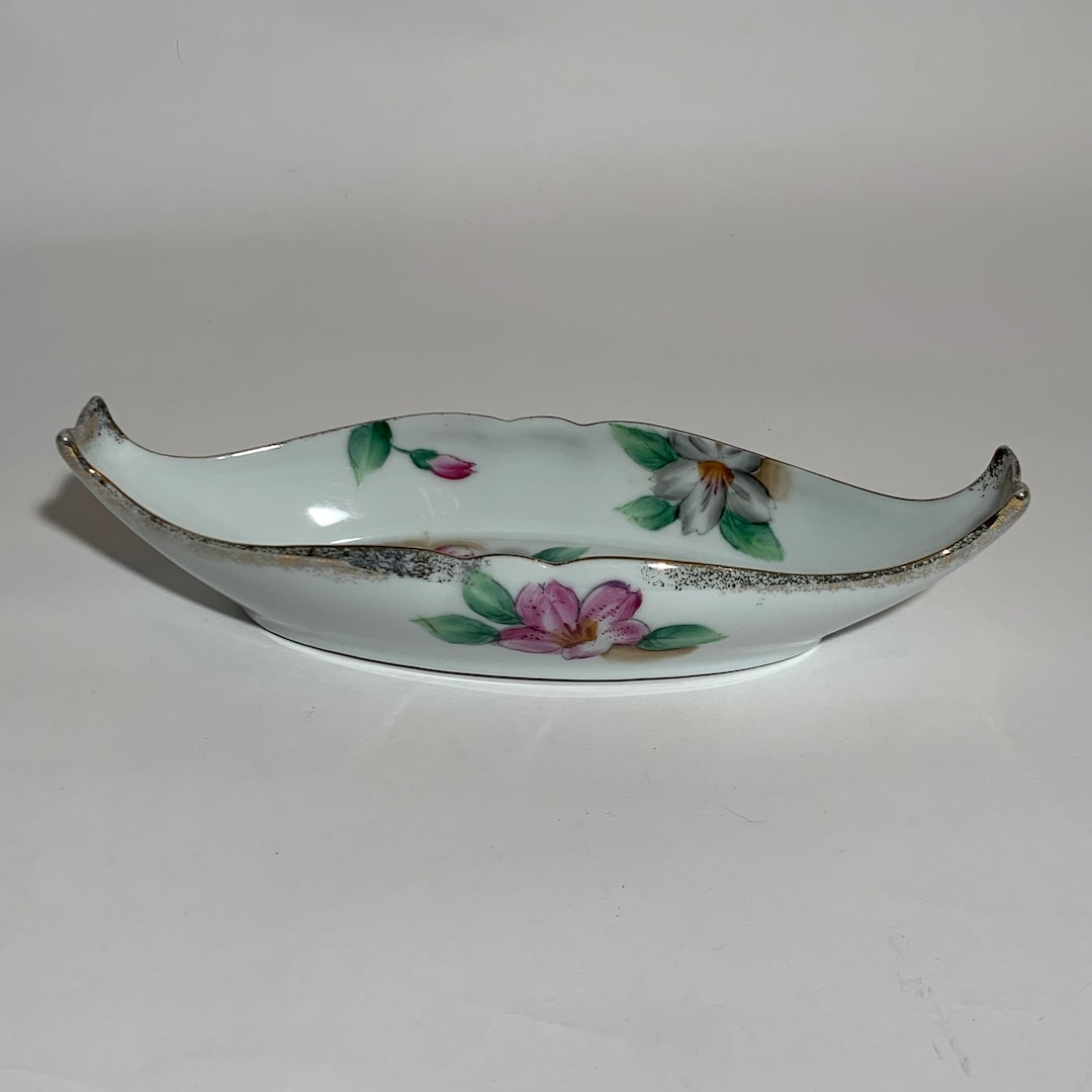 Pink Floral Ceramic Relish Dish / Hand Painted / Cottagecore - Etsy