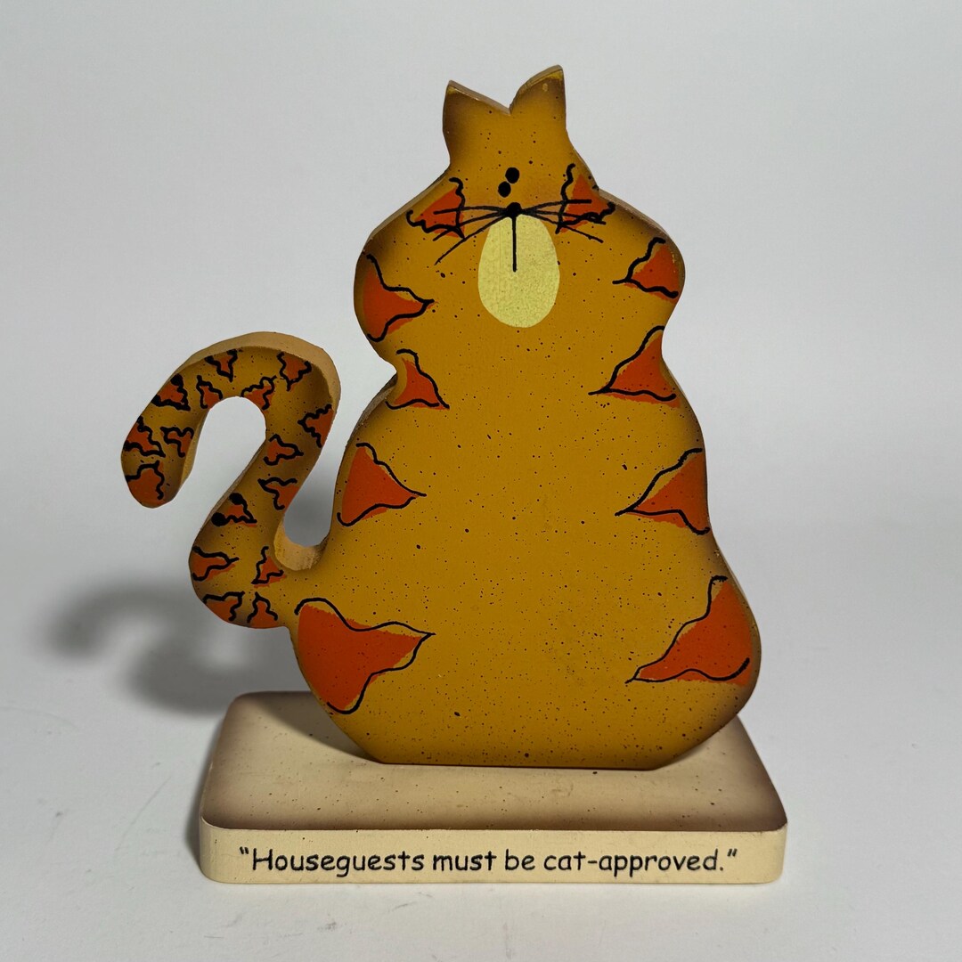 Vintage Wooden Tabby Cat Sign: Houseguests Must Be Cat-approved - Etsy