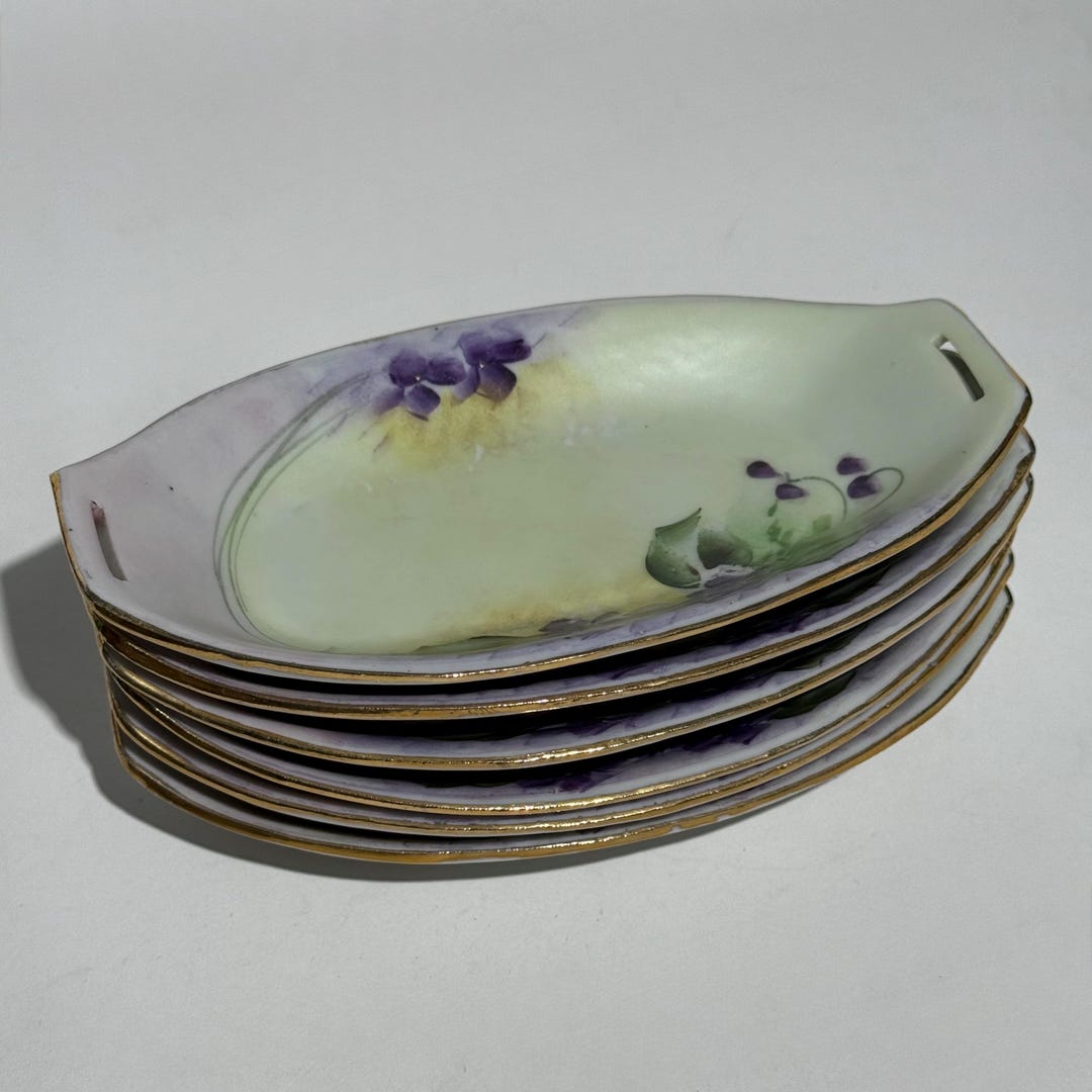 Hand Painted Violet Appetizer Plates: Made in Japan, Floral Serving ...