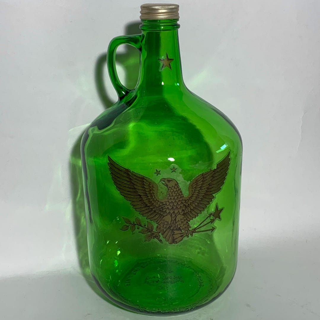 Green Glass One Gallon Wine Jug With Eagle Decal / Gift for Him - Etsy
