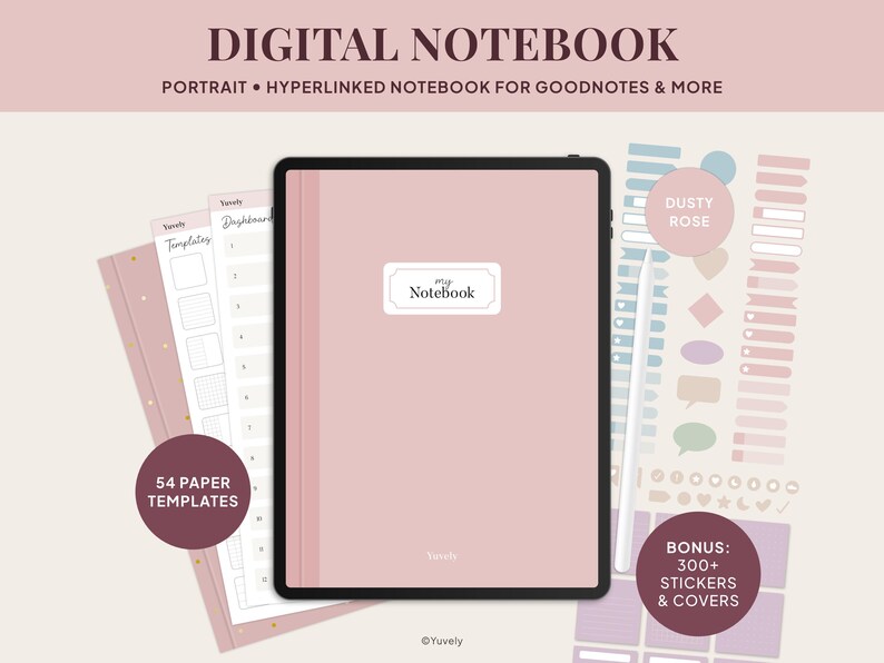 Dusty Rose Digital Notebook for Goodnotes, Notability, iPad ...