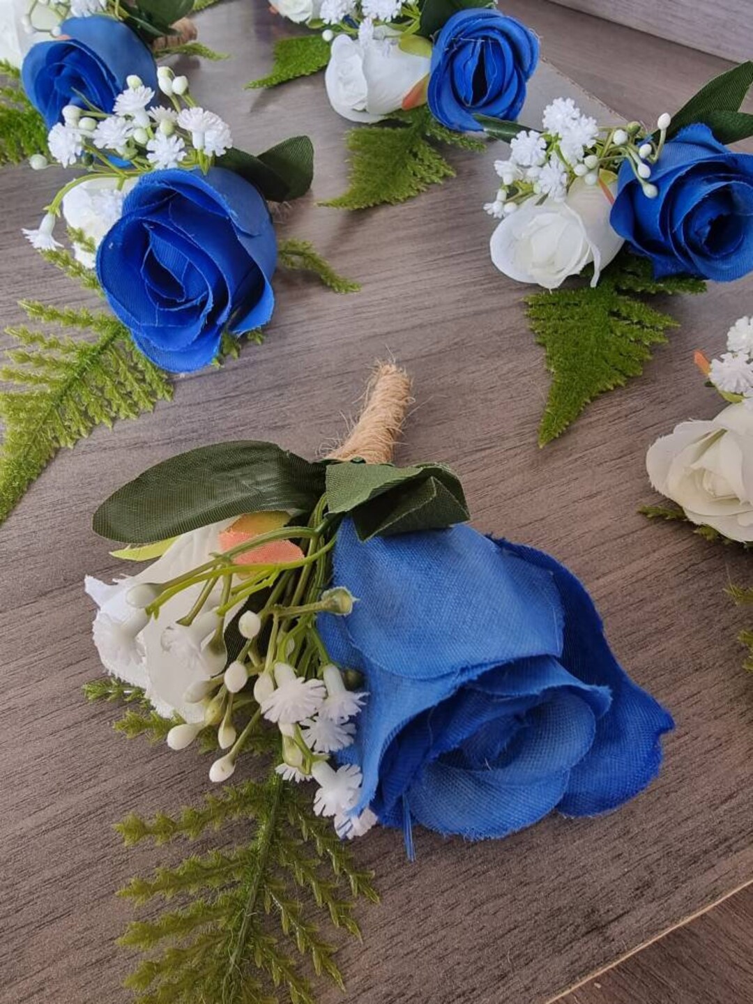 Royal Blue & White Rose Buttonholes - Etsy
