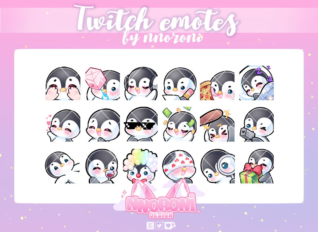 2 BIG Set NEW Penguin Emotes BLACK 18 Emotes / Twitch Emotes / Penguin ...