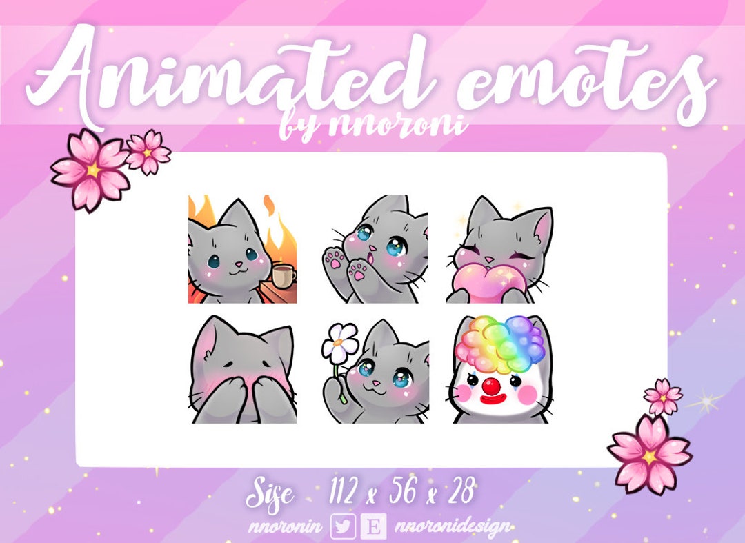 6 Set ANIMATED Gray Cat Emotes - Twitch Emotes / Sub Badges / Custom ...