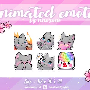 6 Set ANIMATED Gray Cat Emotes - Twitch Emotes / Sub Badges / Custom ...