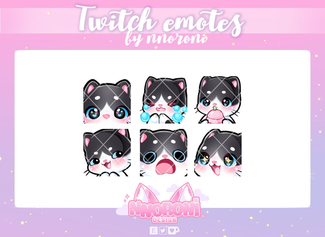 2 Set ANIMADO NUEVO Gato Emotes Blanco Negro emotes de contracción ...