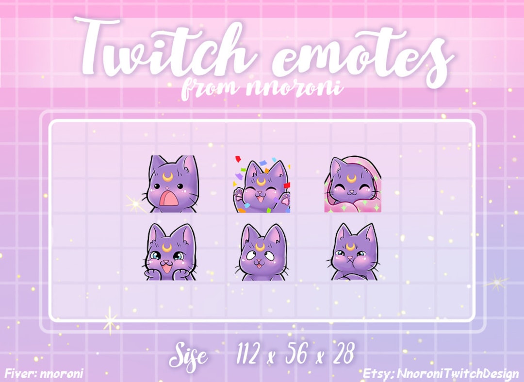 2 Set Purple Sailor Moon Cat Twitch Emotes / Sub Badges / Bit Badges ...