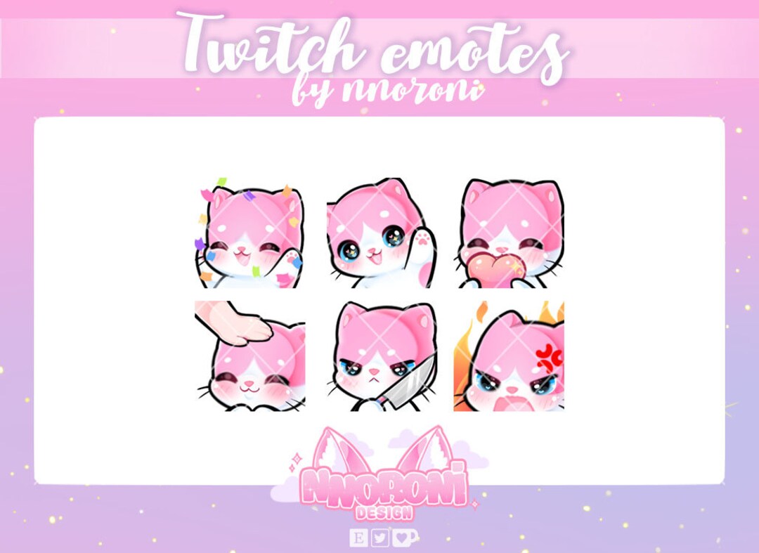 1 Set NEW Cat Emotes White Pink - Twitch Emotes / Penguin Emotes ...