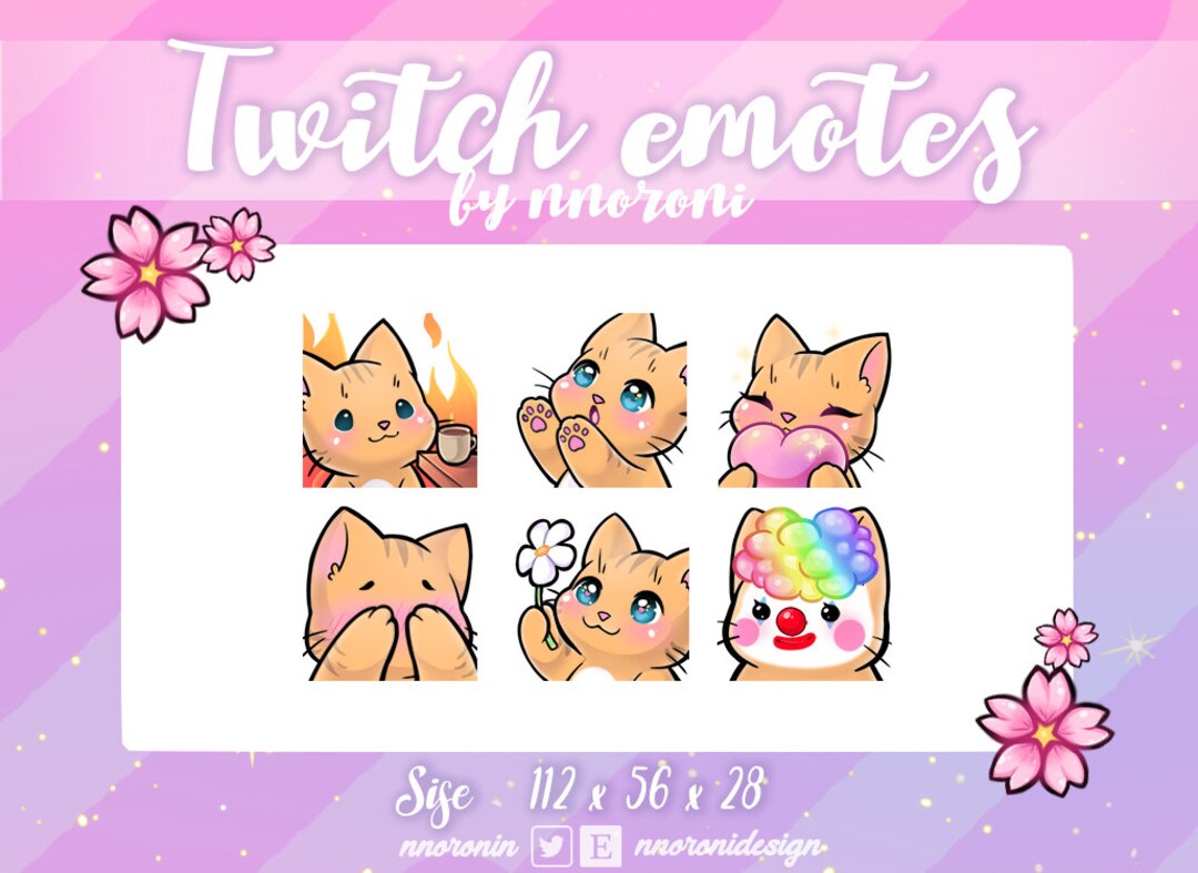 6 Set Red Cat - Twitch Emotes / Sub Badges / Bit Badges / Kawaii Cat ...