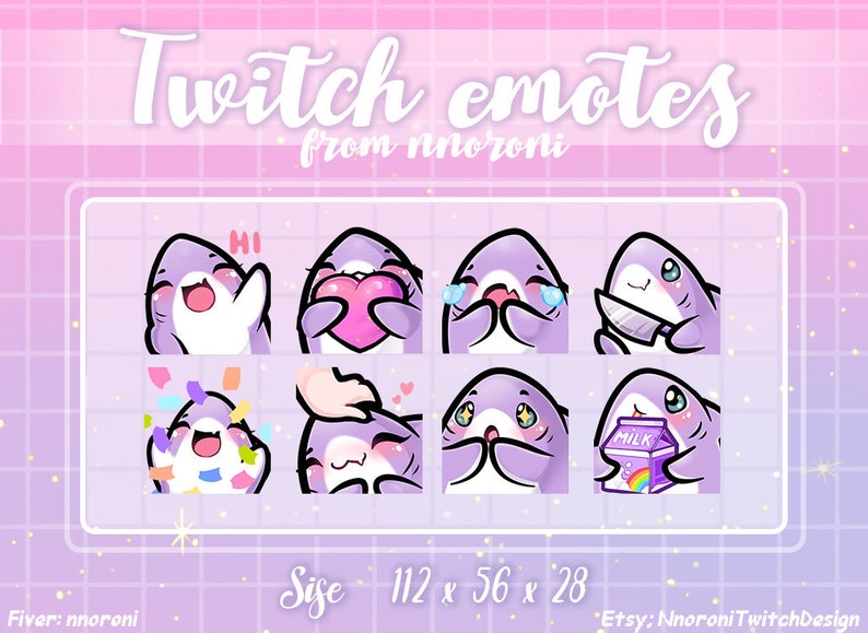 1 Set Purple Shark Emotes Twitch Emotes / Sub Badges / Bit - Etsy