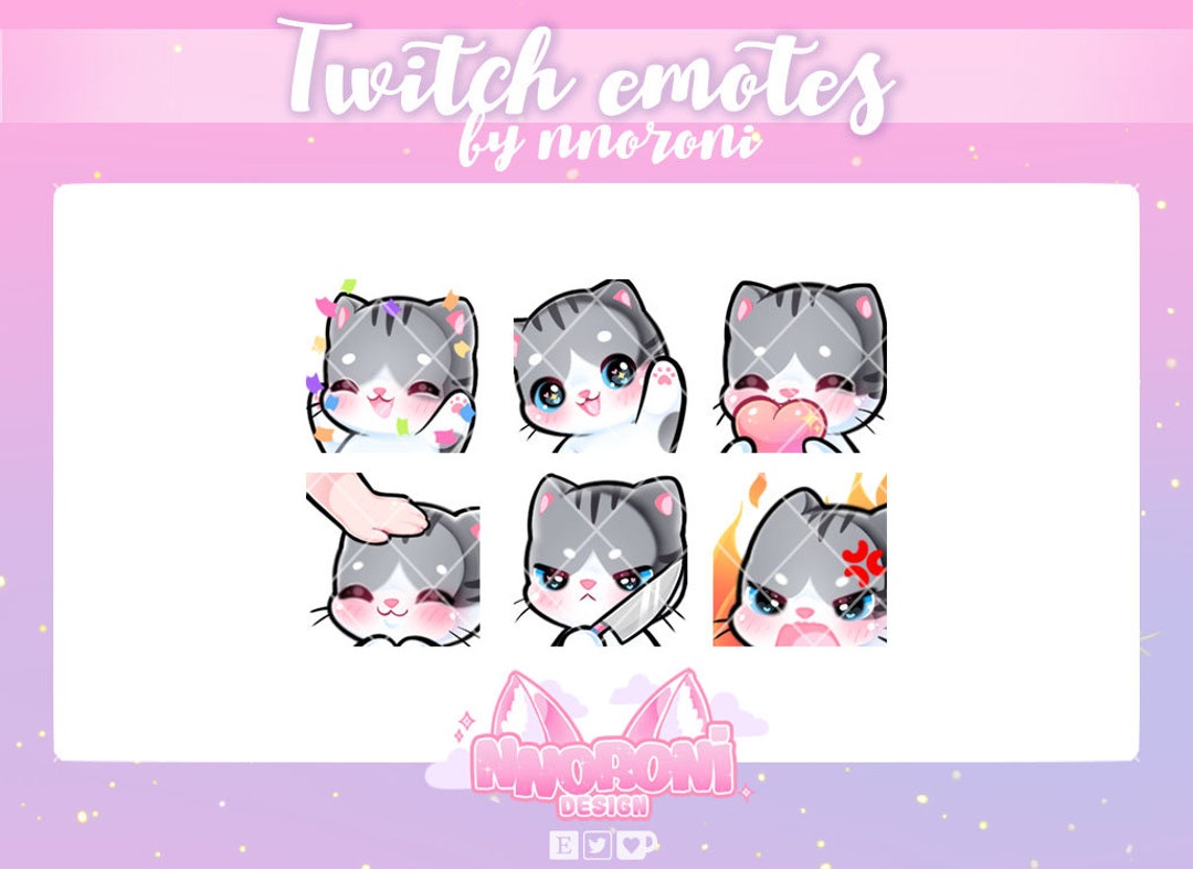 1 Set NEW Cat Emotes White Gray - Twitch Emotes / Penguin Emotes ...