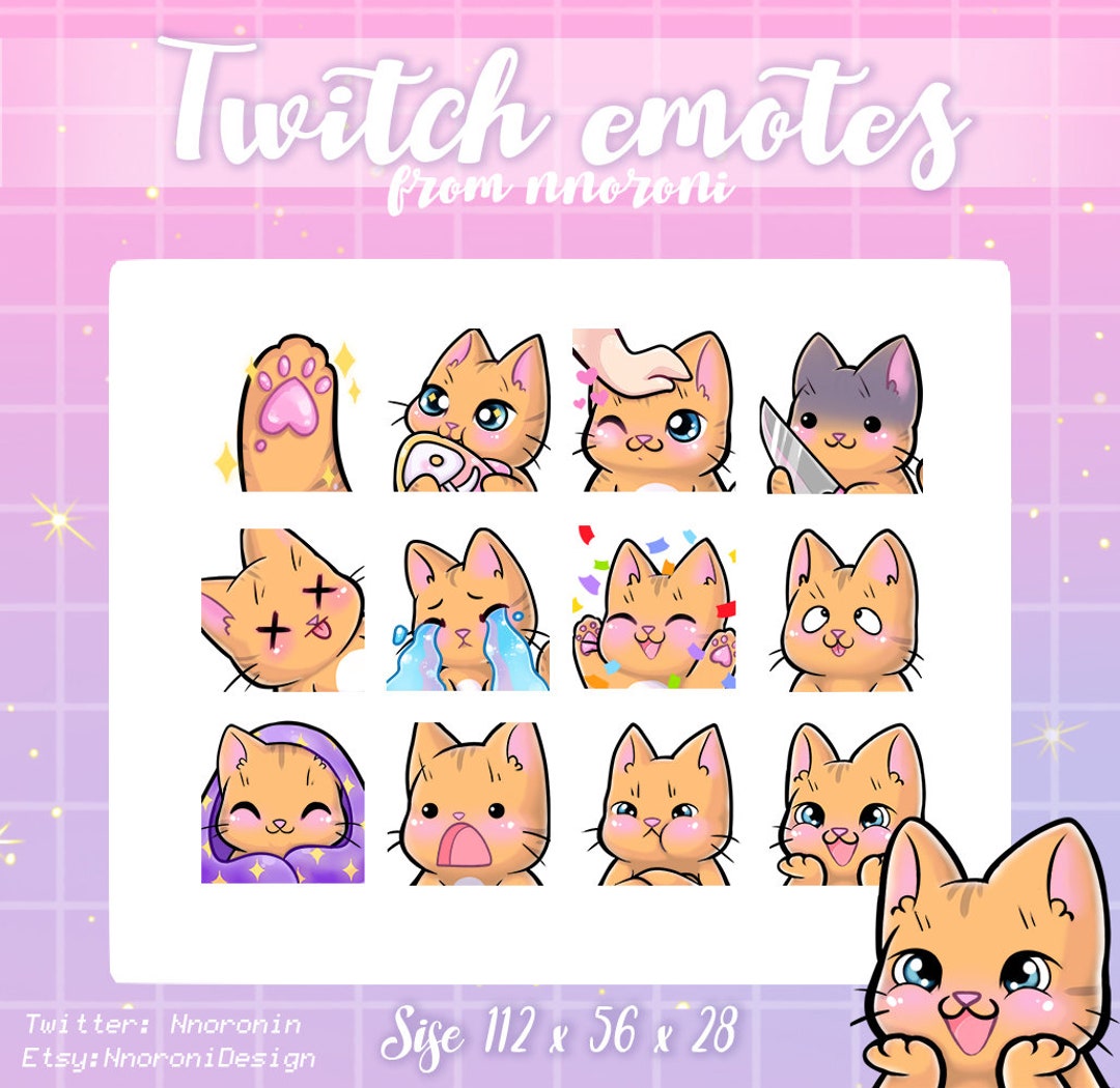 1 BIG SET Red Cat Twitch Emotes / Sub Badges / Cat Emotes / Cute Twitch ...