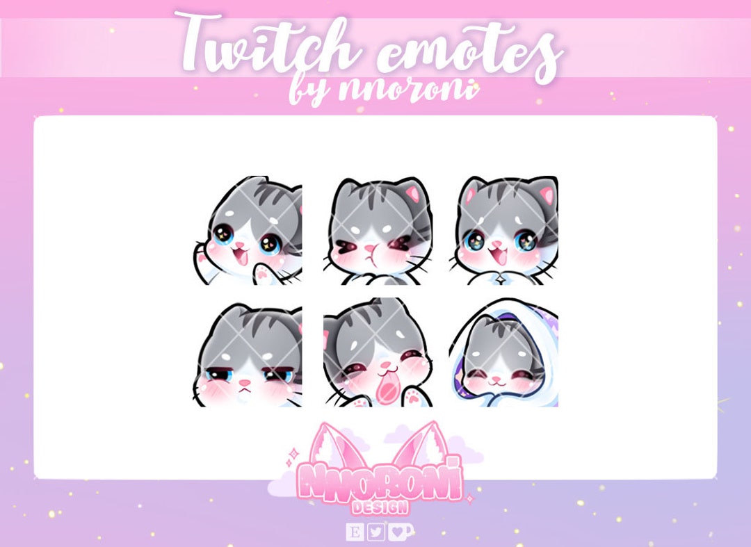 3 Set NEW Cat Emotes White Gray - Twitch Emotes / Penguin Emotes ...
