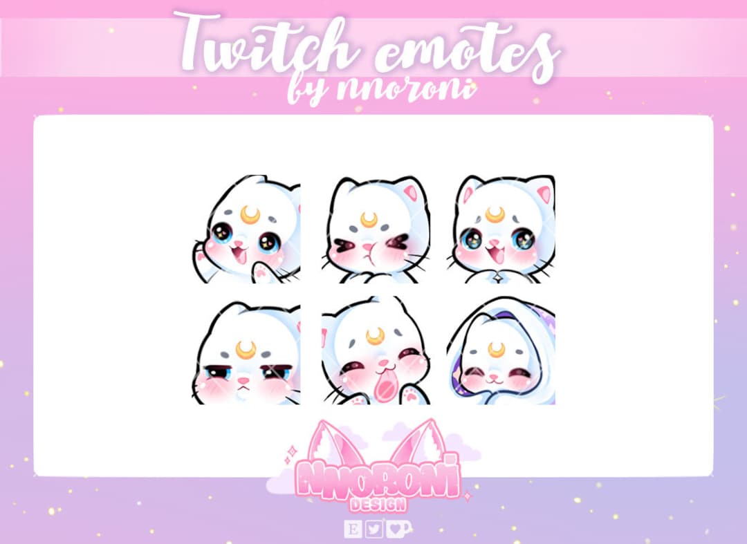 3 Set ANIMATED NEW Cat Emotes White Moon - Twitch Emotes / Penguin ...