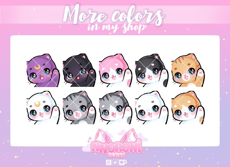 2 Set NEW Cat Emotes Red - Twitch Emotes / Penguin Emotes / Animated ...