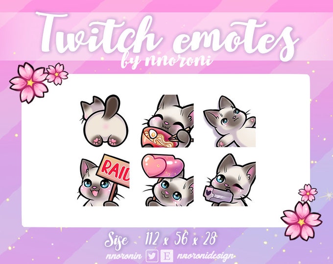 Cute Cat Emotes for Twitch | Youtube | Discord | Kawaii | Stream ...