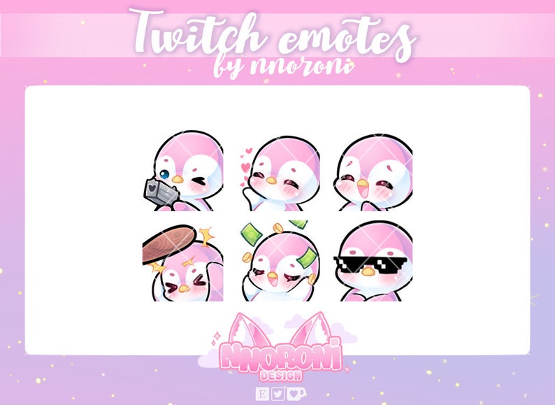 5 Set NEW Penguin Emotes PINK Twitch Emotes / Penguin Emotes - Etsy